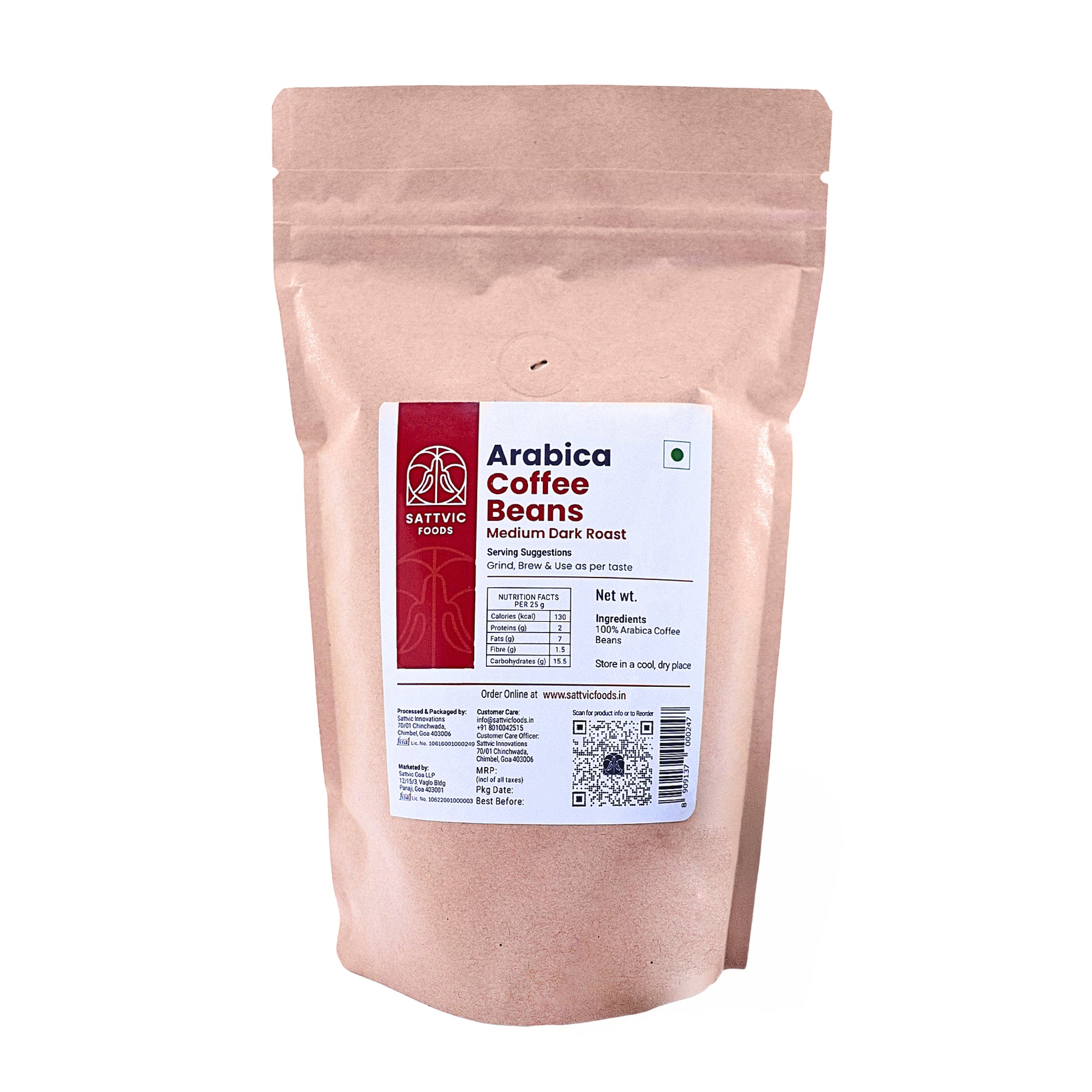 Organic Arabica Coffee Beans | Medium Dark Roast – Sattvic Foods