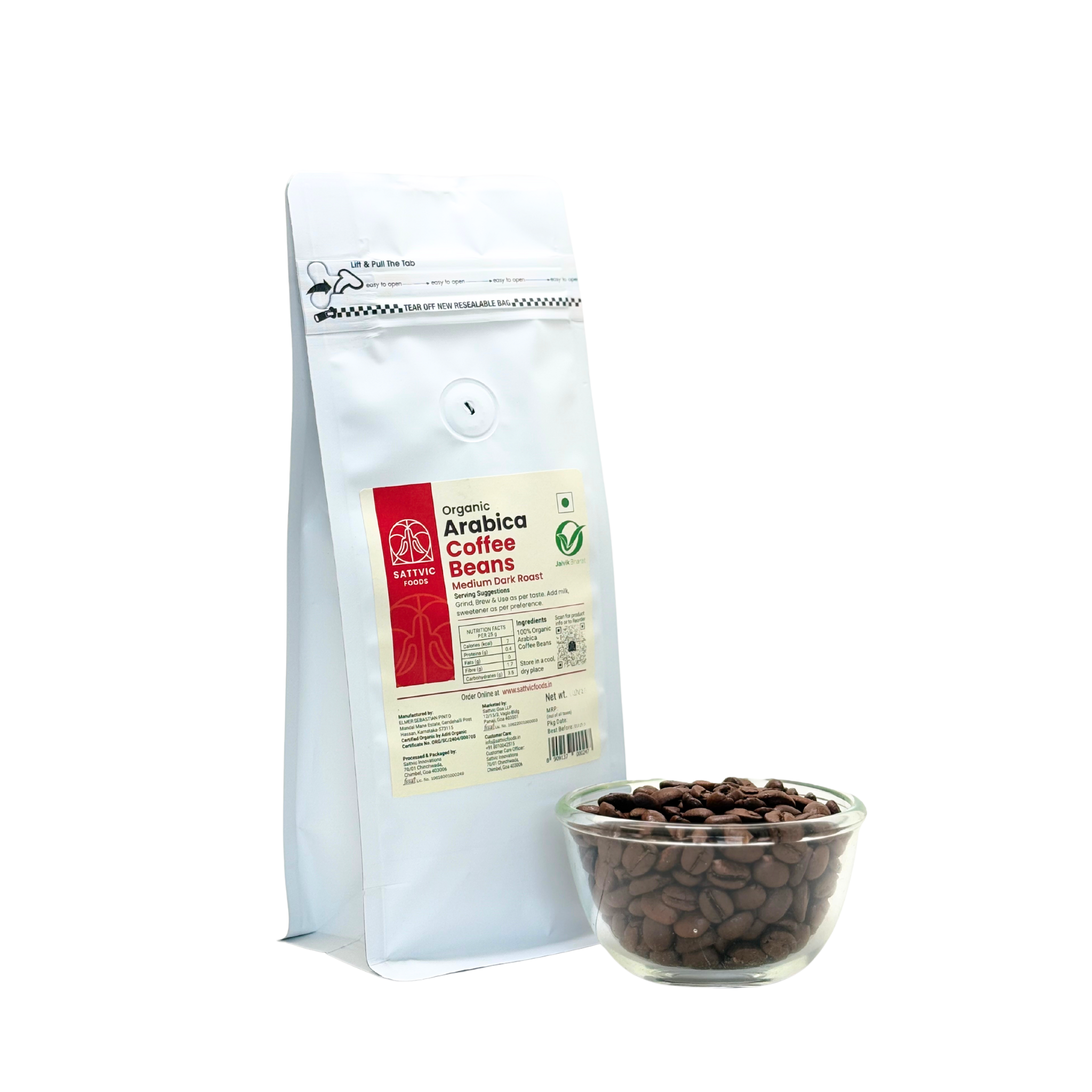 Organic Arabica Coffee Beans | Medium Dark Roast – Sattvic Foods