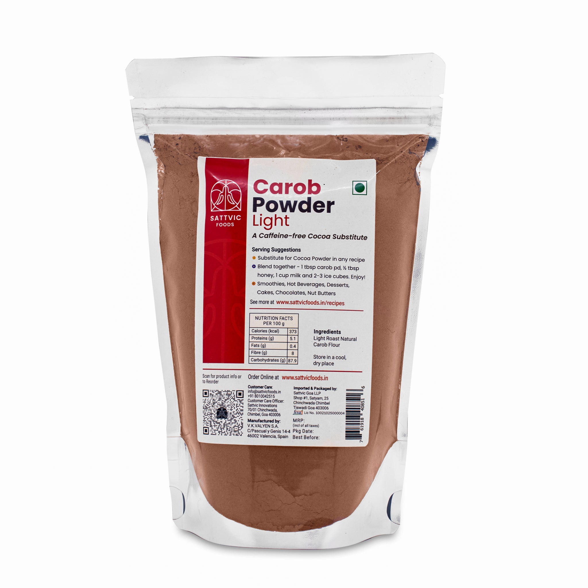 Carob Powder Light | Caffiene-Free Cacao Substitute – Sattvic Foods