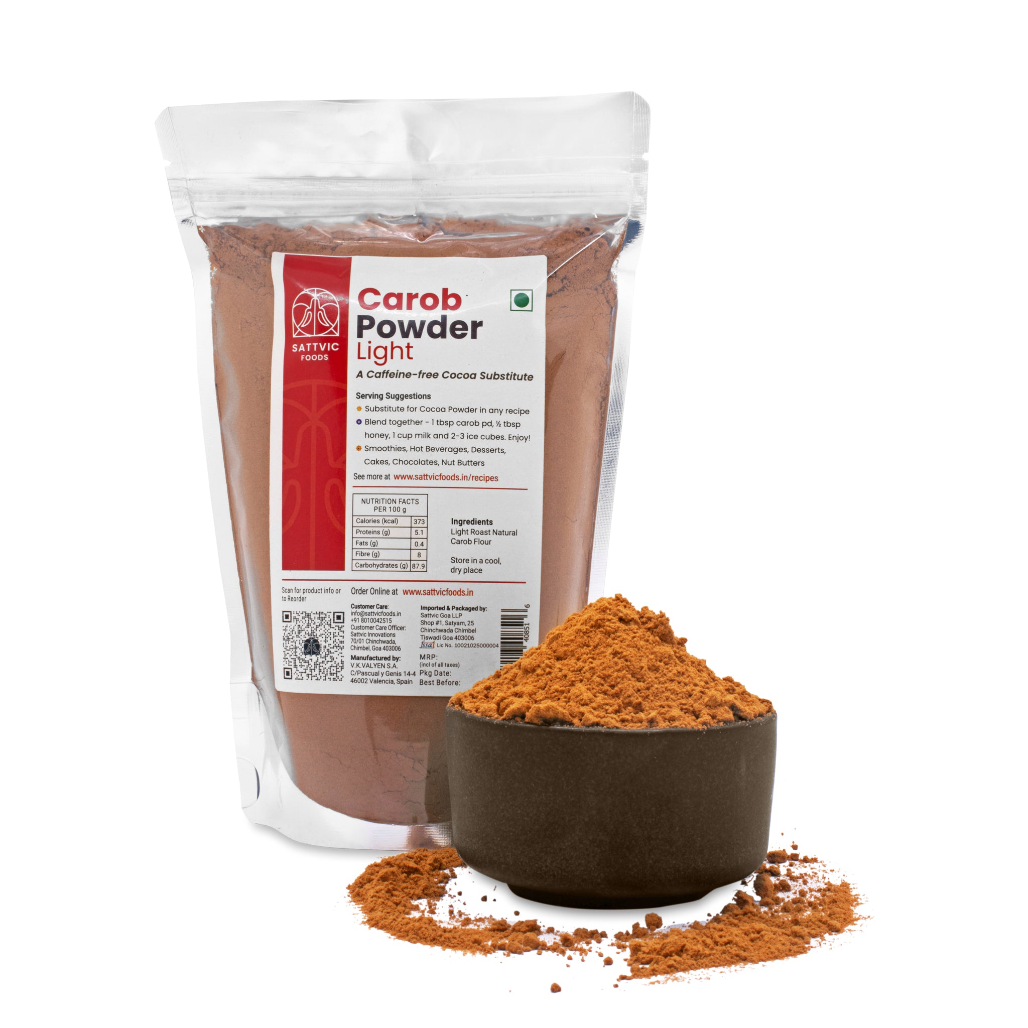 Carob Powder Light | Caffeine-Free Cacao Substitute – Sattvic Foods
