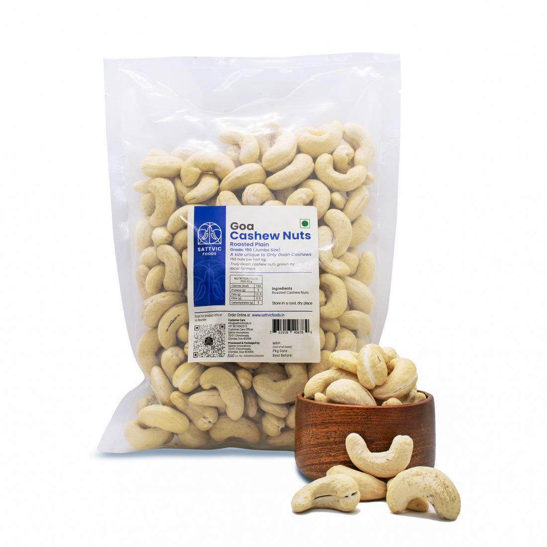 Goan Emperor Cashew Nuts (Roasted Plain) – Sattvic Foods