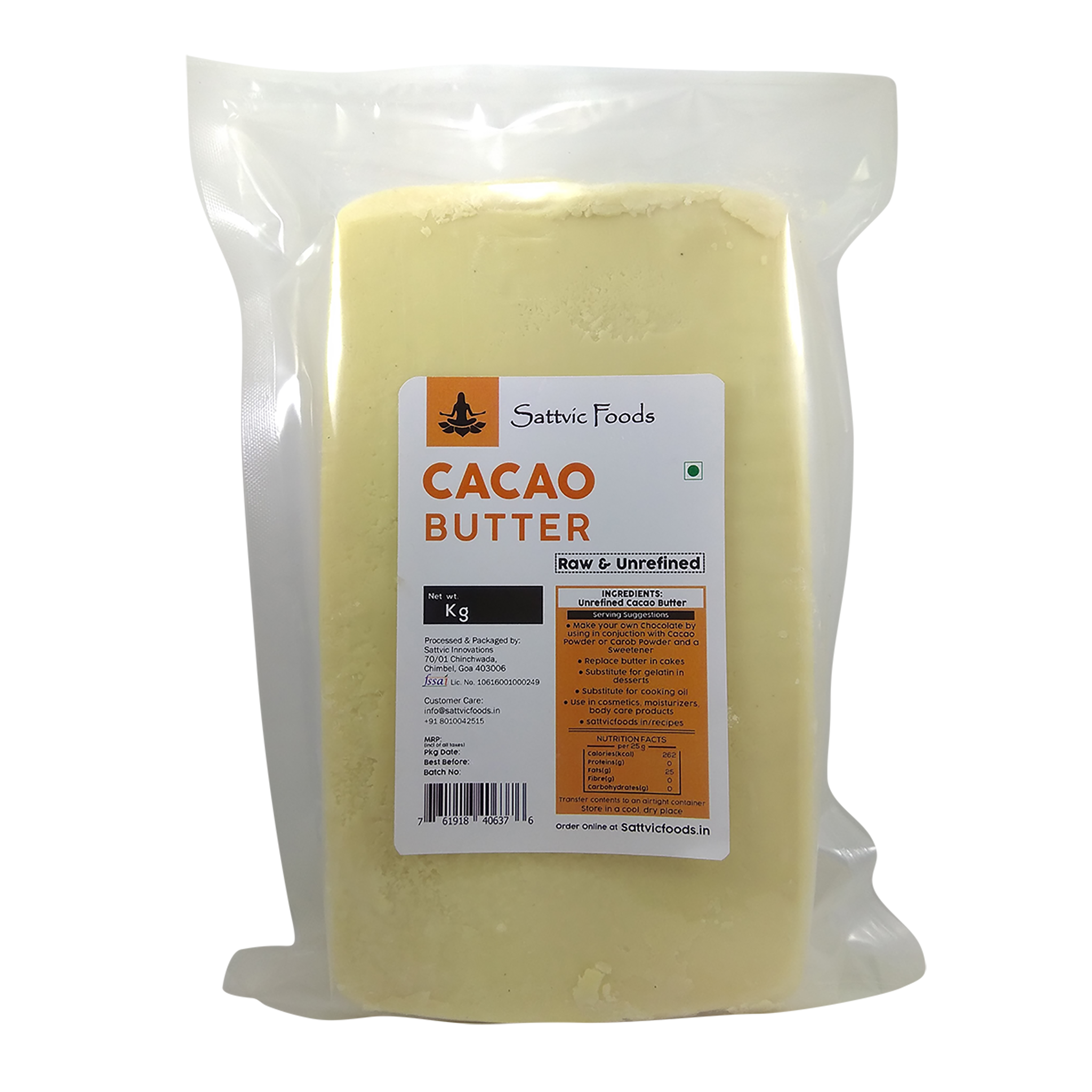 Prime Pressed Cacao Butter – Sattvic Foods